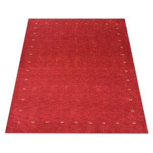 Hand Knotted Gabbeh Silk Mix Area Rug Contemporary Red BBH Homes ...