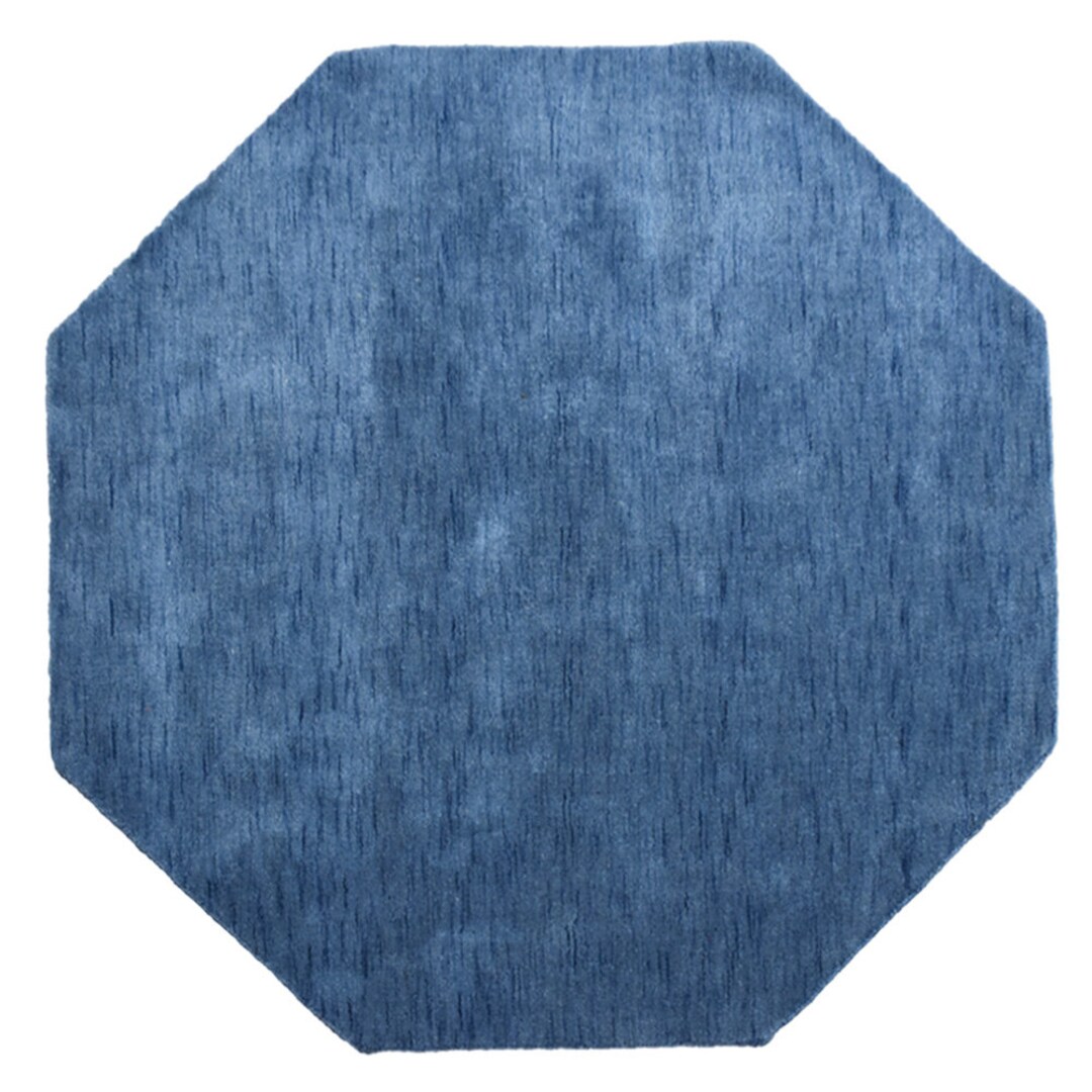 Hand Knotted Loom Wool Octagon Area Rug Solid Blue BBH Homes - Etsy