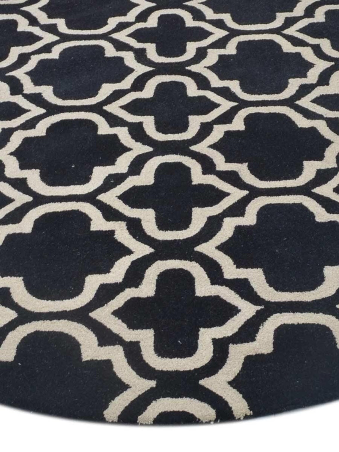 Hand Tufted Wool 8'x8' Round Area Rug Geometric Black - Etsy