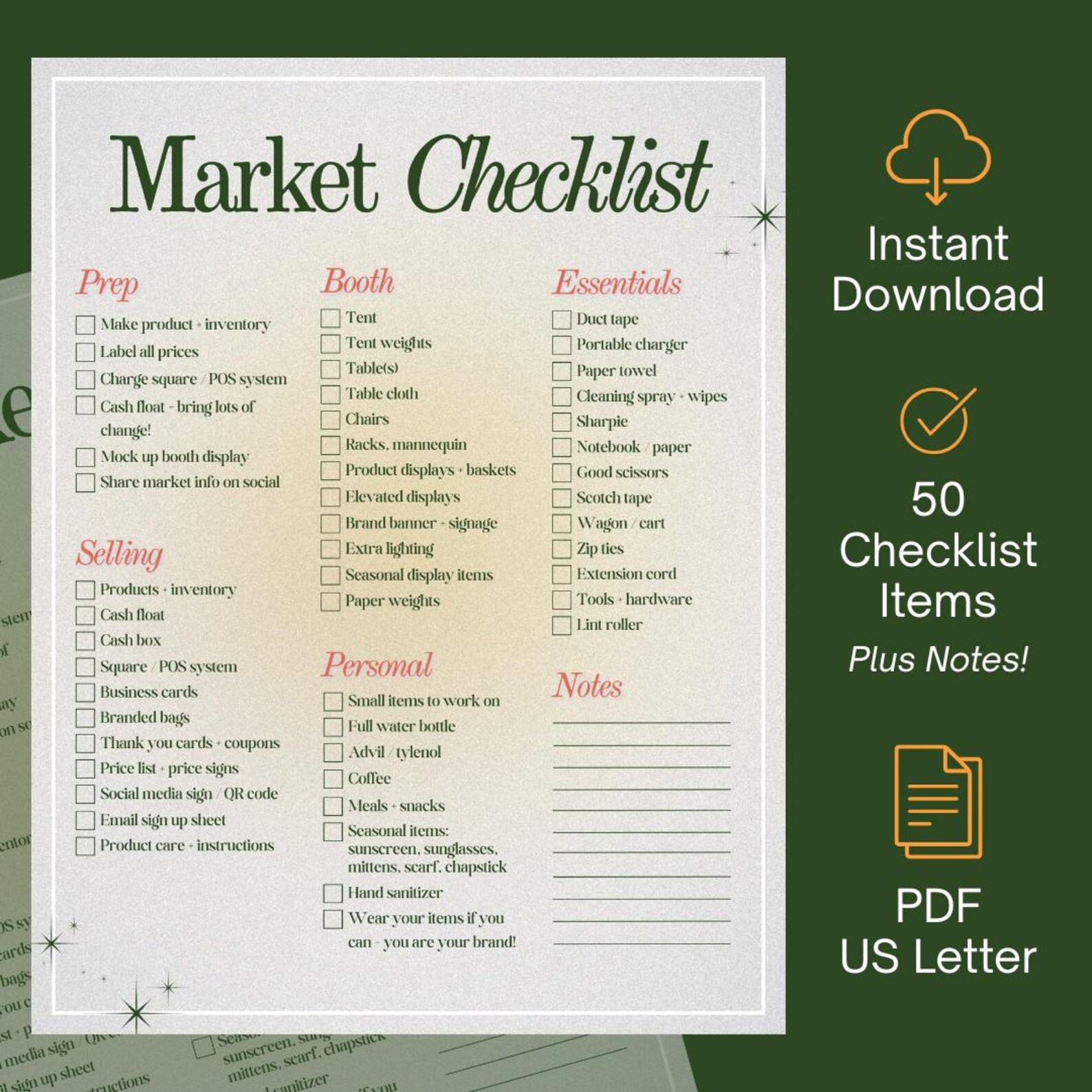 Small Business Craft Fair Checklist, Pop-up Shop Market Checklist ...