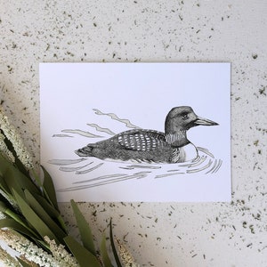 Common Loon Print | Mailed Print Unframed | Horizontal Handmade Ink ...