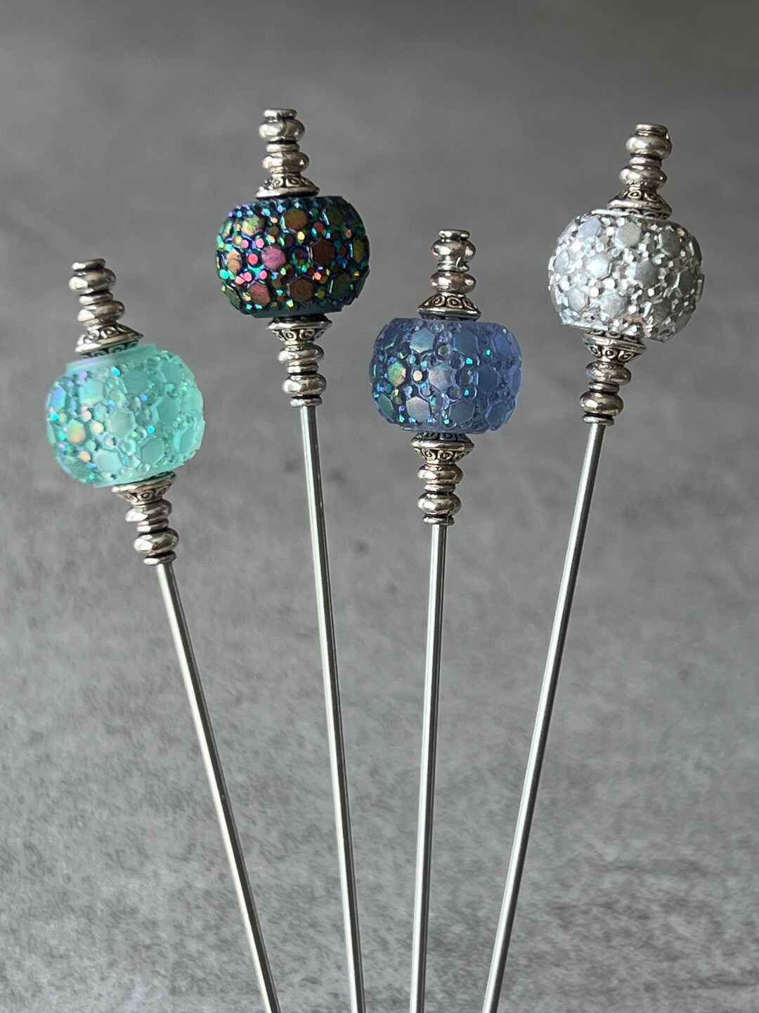 Cocktail Picks - Food Picks - Iridescent Blue & Silver Sparkle Acrylic ...
