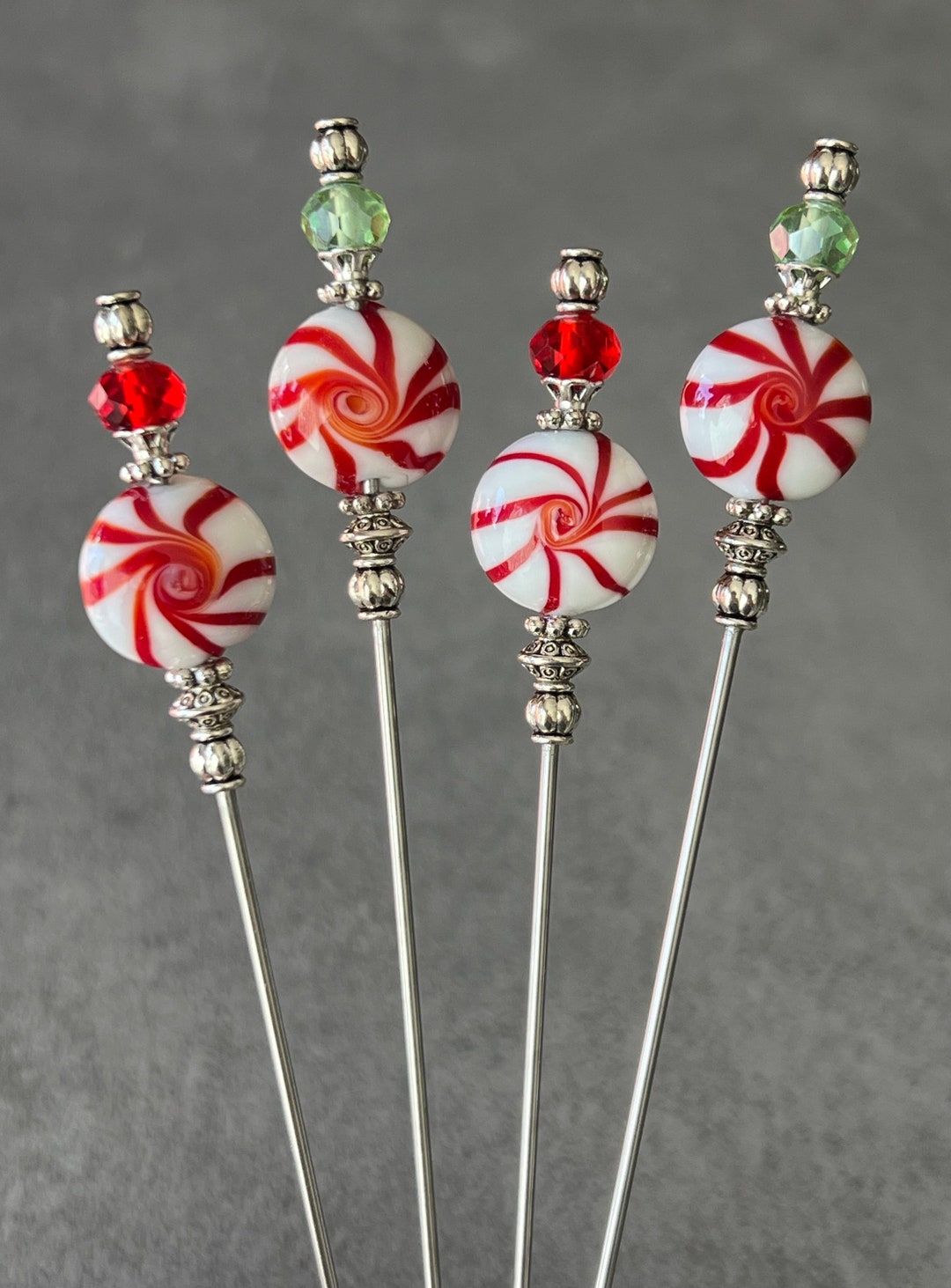 Cocktail Picks - Food Picks - Starlight Peppermint - Candy Cane - Glass ...