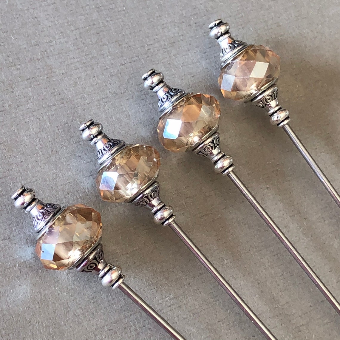 Cocktail Picks Food Picks Faceted Clear Champagne/peach - Etsy