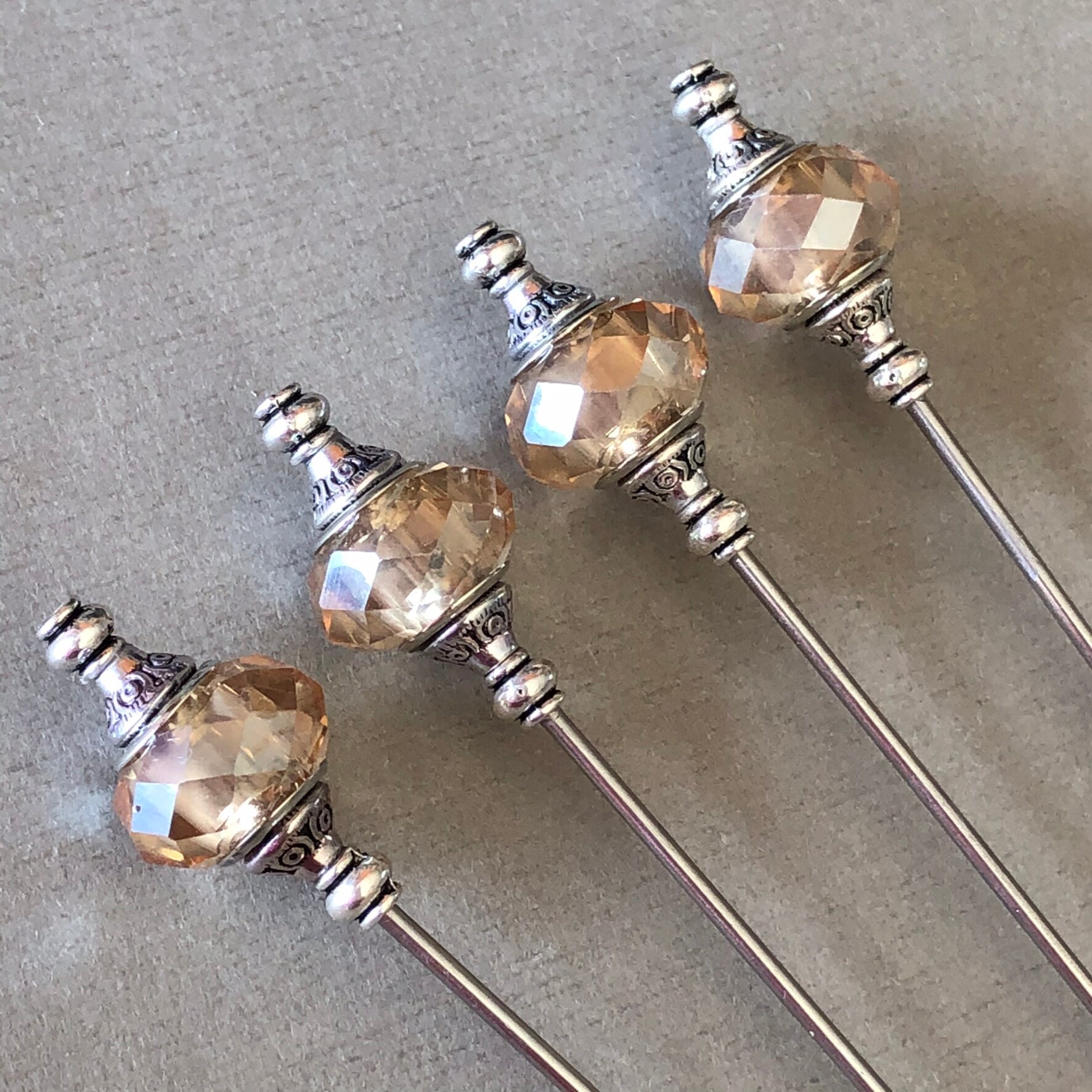 Cocktail Picks Food Picks Faceted Clear Champagne/peach - Etsy