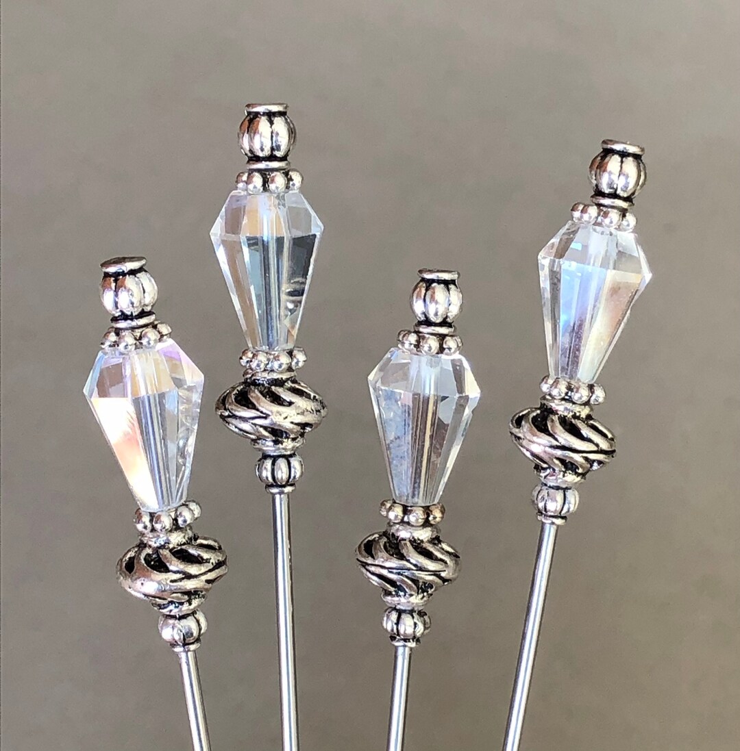 Cocktail picks food picks faceted clear glass crystal - Etsy.de
