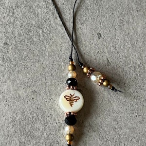 Beaded String Bookmark - Thong Bookmark - Honey Bee Bookmark - Copper ...