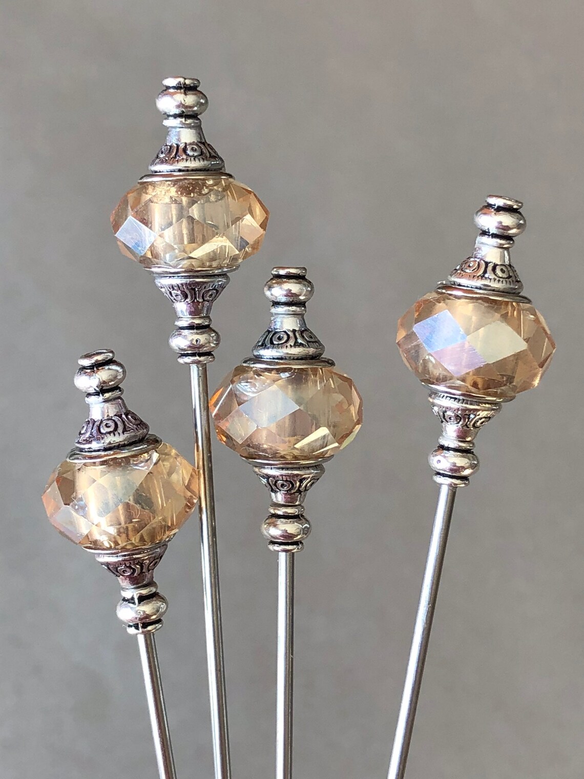 Cocktail Picks Food Picks Faceted Clear Champagne/peach - Etsy