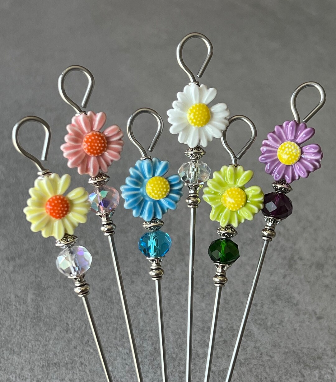 Cake Tester - Cookie Scribe - Painted Ceramic Daisy Flowers - Glass ...