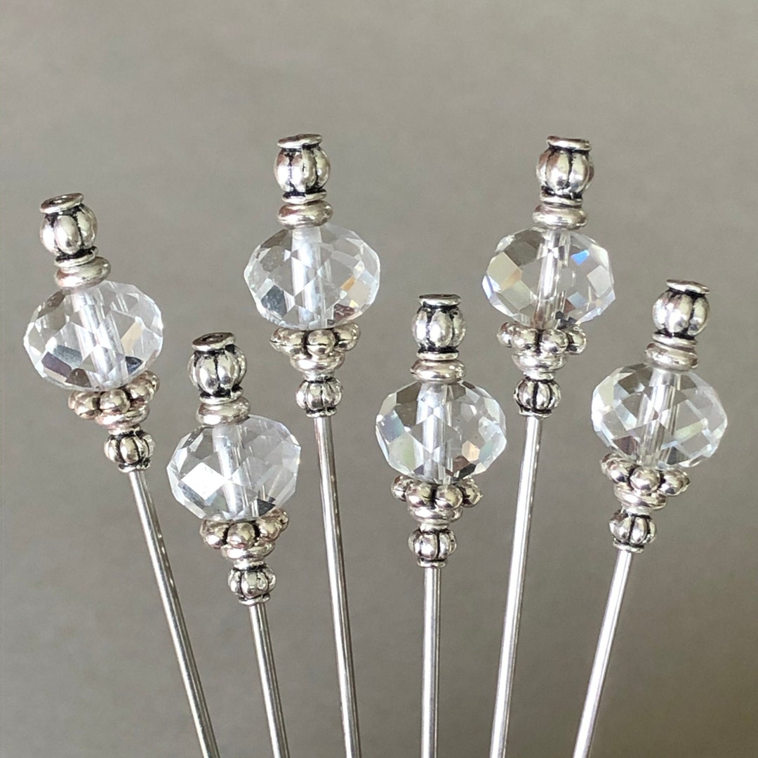 Cocktail Picks - Food Picks - Faceted Clear Glass Crystal With Antiqued ...