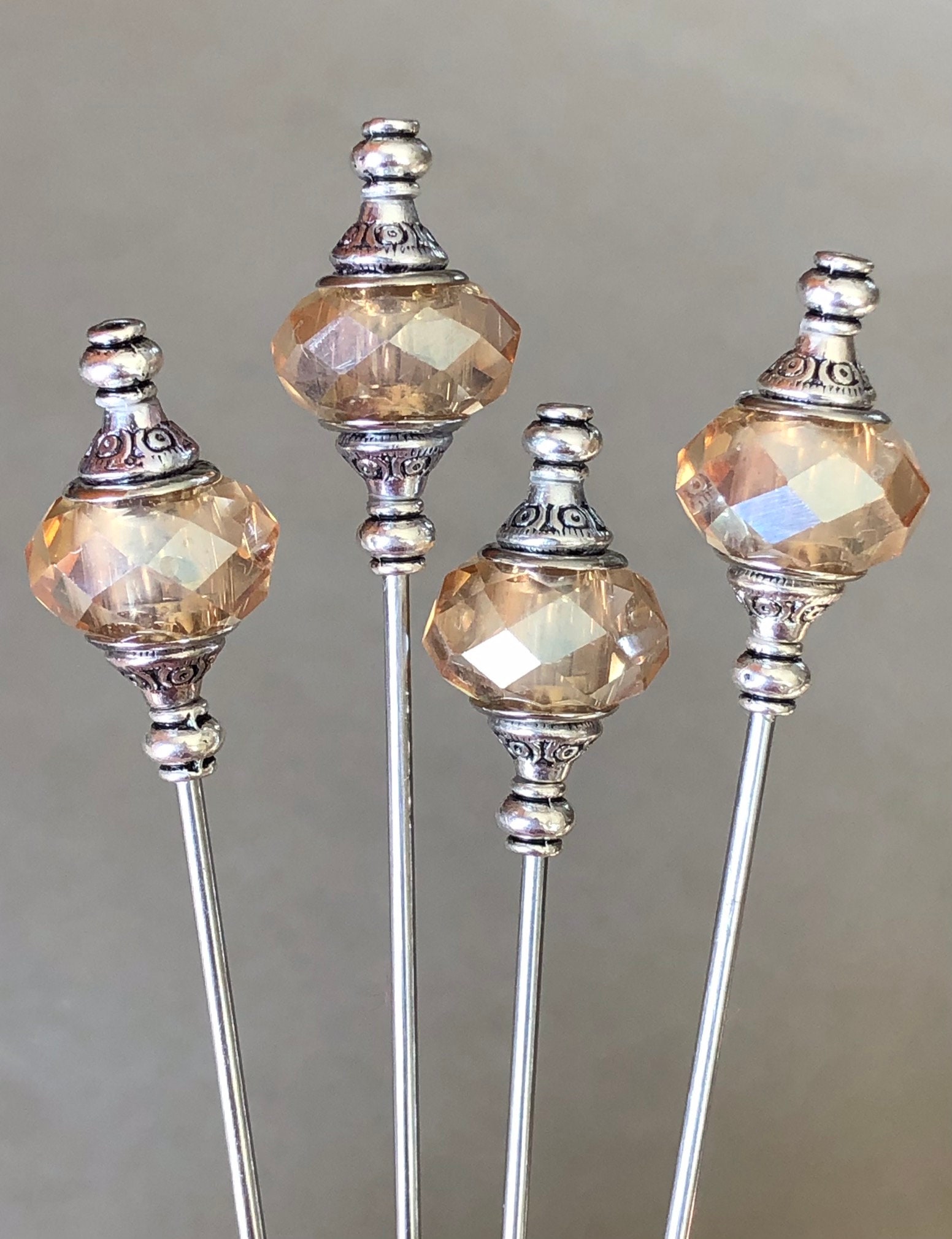 Cocktail Picks Food Picks Faceted Clear Champagne/peach - Etsy