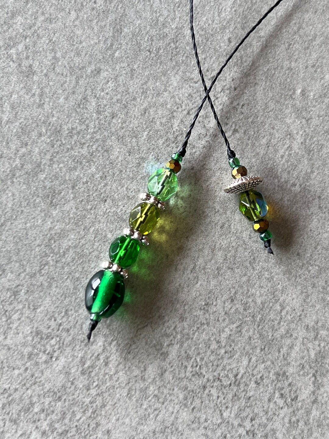 Beaded String Bookmark - Thong Bookmark - Ombré Emerald & Lime Green ...