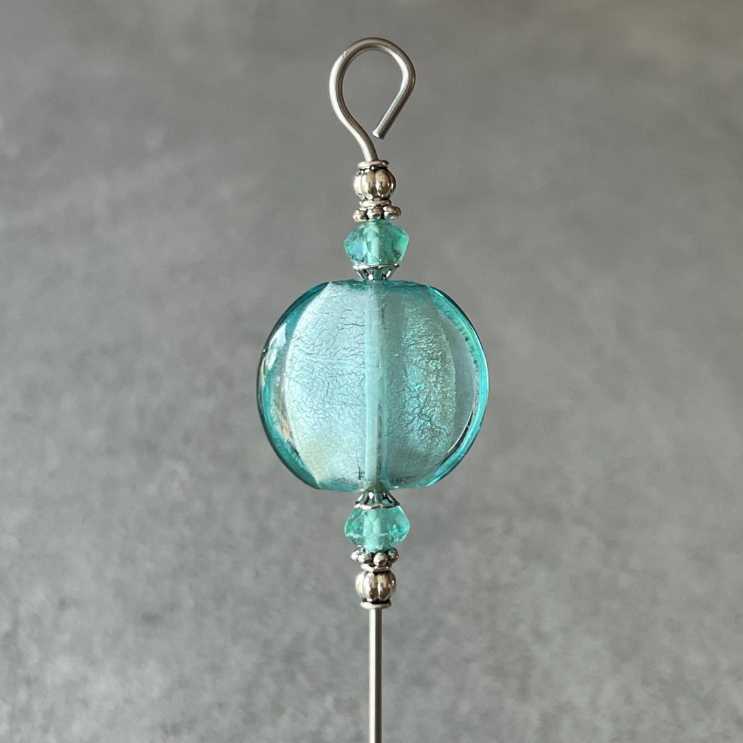 Cake Tester - Cookie Scribe - Aqua Blue Lampwork Glass and Silver Metal ...