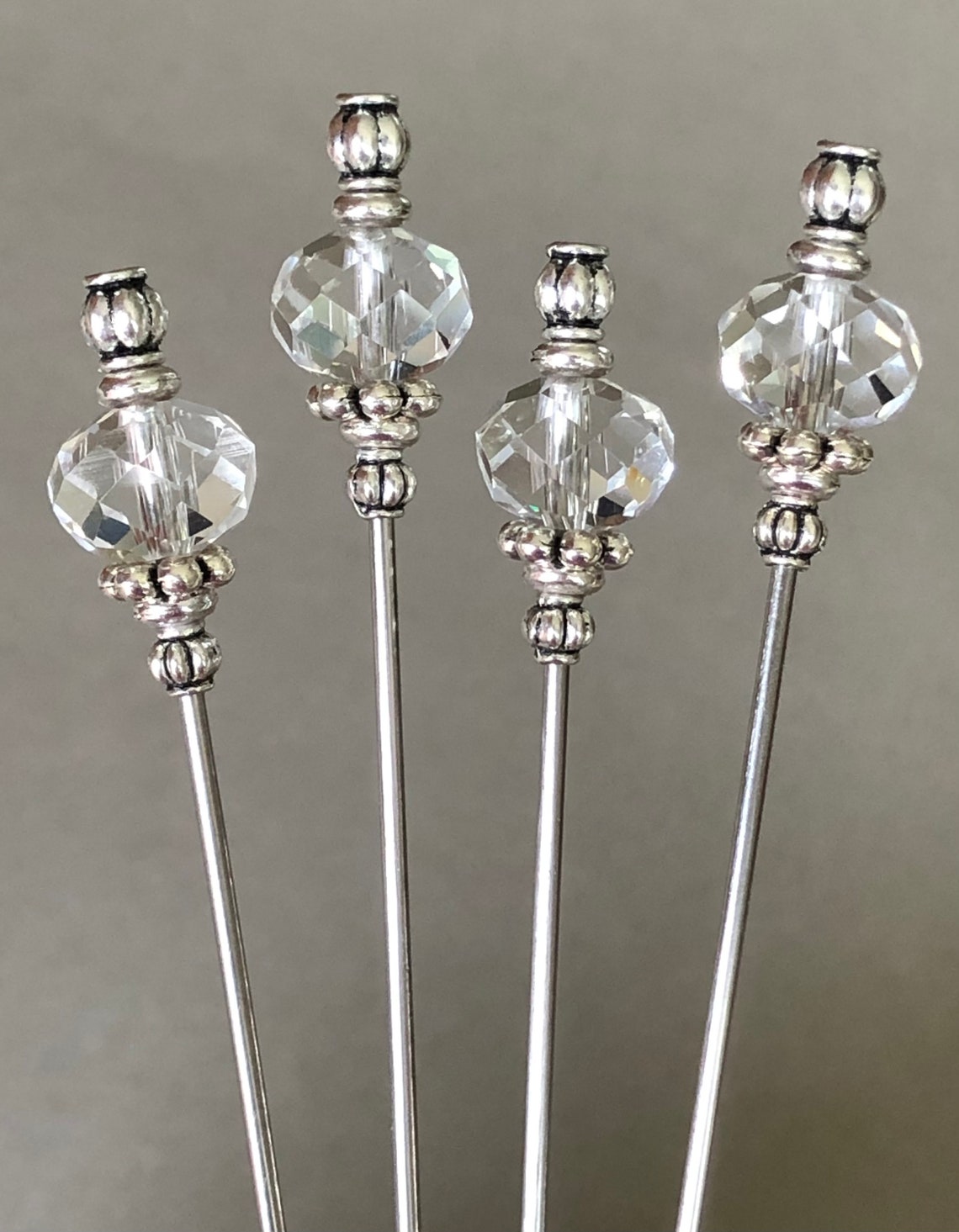 Cocktail Picks Food Picks Faceted Clear Glass Crystal With | Etsy