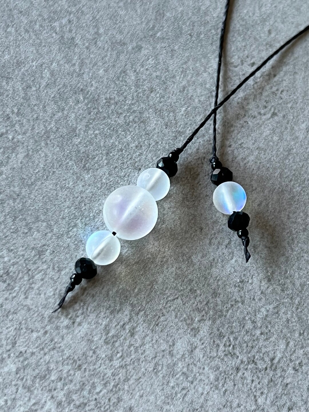 Beaded String Bookmark - Thong Bookmark - White Iridescent Frosted ...