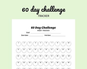 60 Day Challenge Tracker, 60 Day Goal Tracker Template, Printable ...