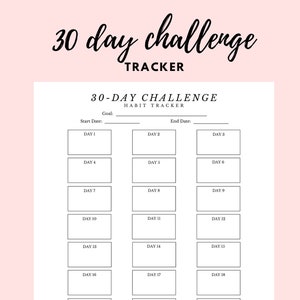 30 Day Challenge Tracker Printable Printable Habit Tracker - Etsy Canada