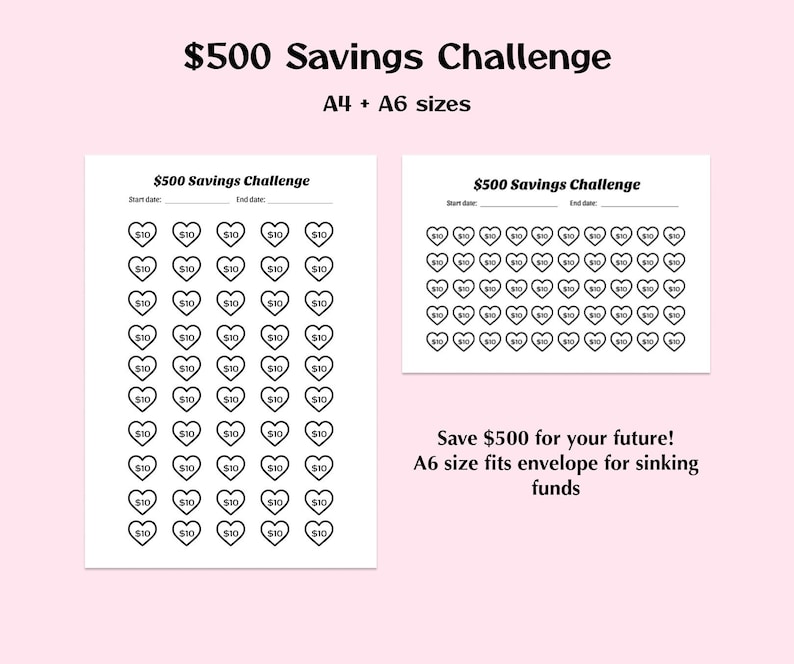 500 Dollar Savings Challenge Digital Download | 500 in 50 Days ...
