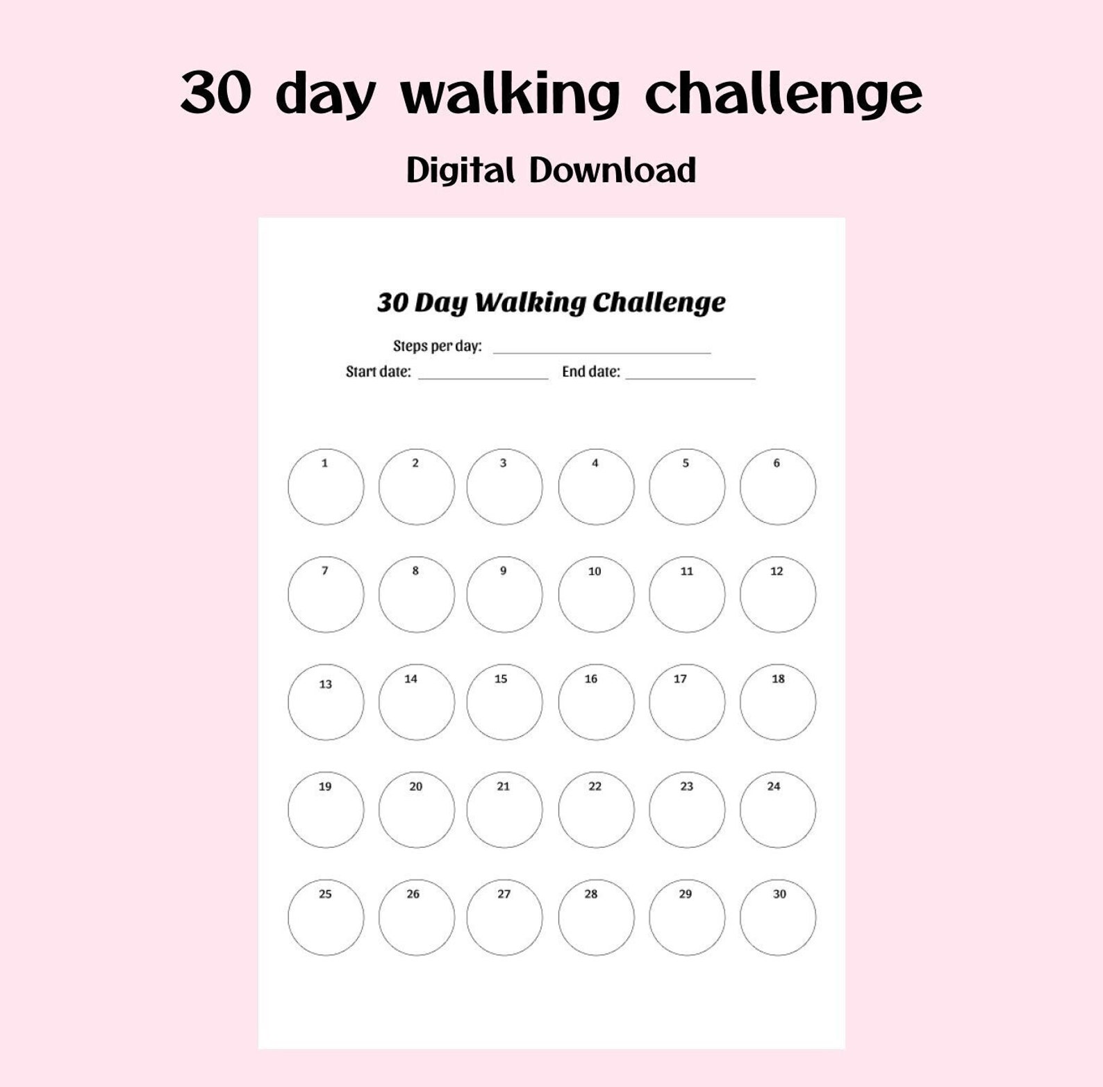 30 Day Walking Challenge Printable, Digital, Journaling, Habit Tracker ...