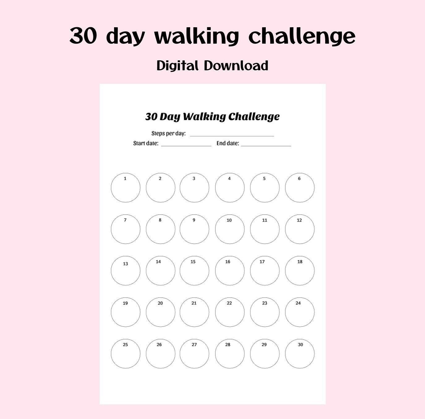 30 Day Walking Challenge Printable, Digital, Journaling, Habit Tracker ... 30 Day Walking Challenge Printable, Digital, Journaling, Habit Tracker ...