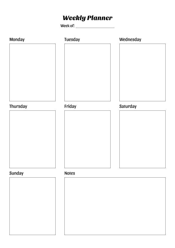 Weekly Planner Template - Printable/ Digital Download/ iPad - Etsy