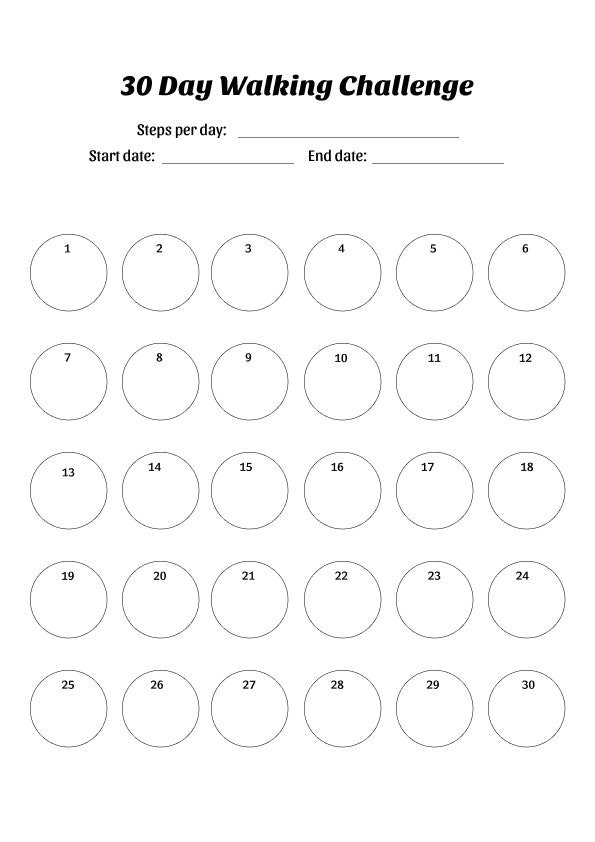 30 Day Walking Challenge Printable, Digital, Journaling, Habit Tracker ...