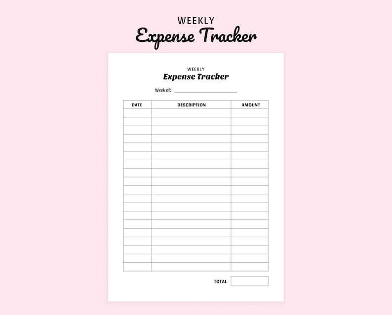 Weekly Expense Tracker | Printable / Instant Digital Download / iPad - Etsy
