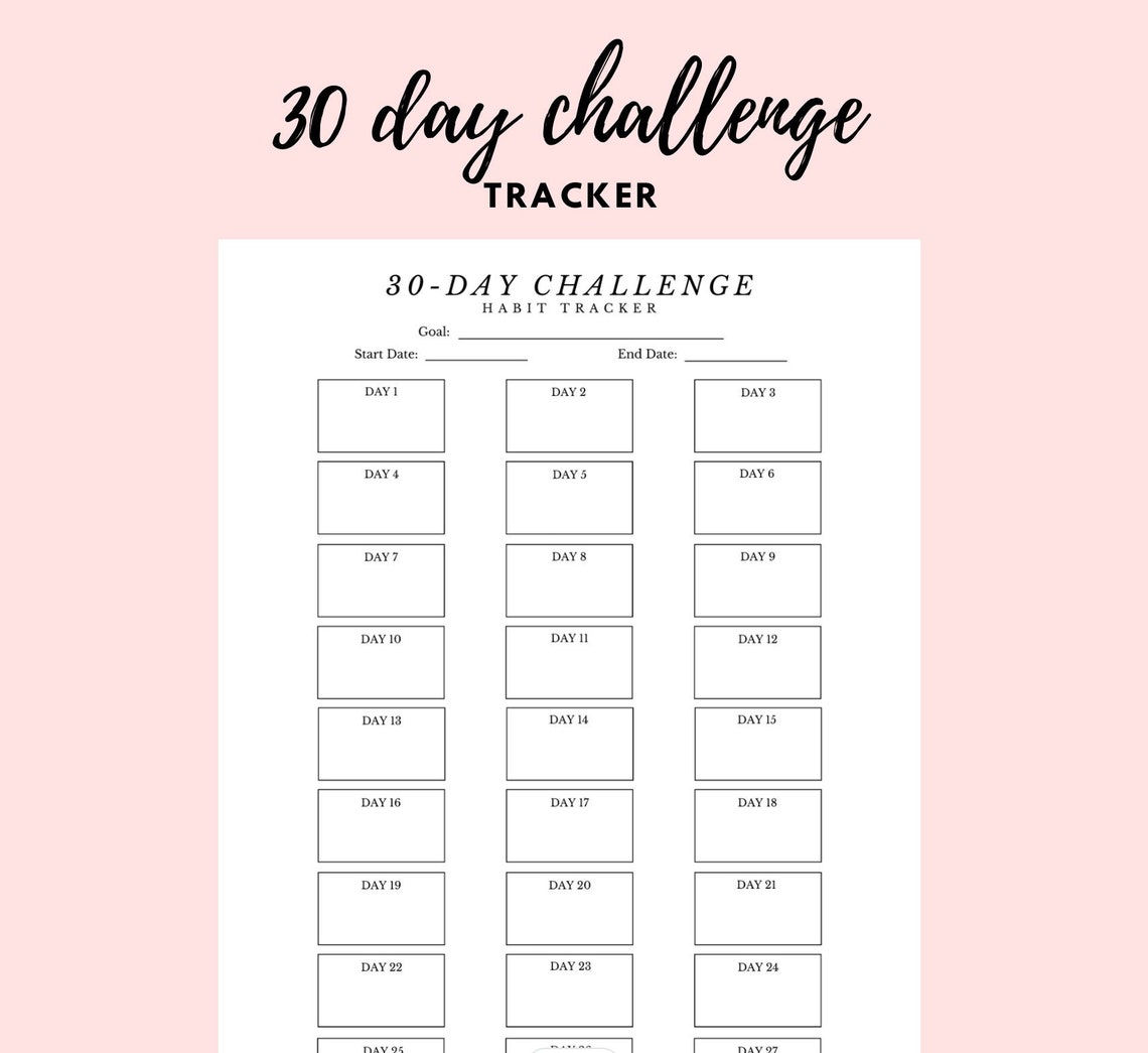 30 Day Challenge Tracker Template - Printable/ Digital Download/ iPad ...