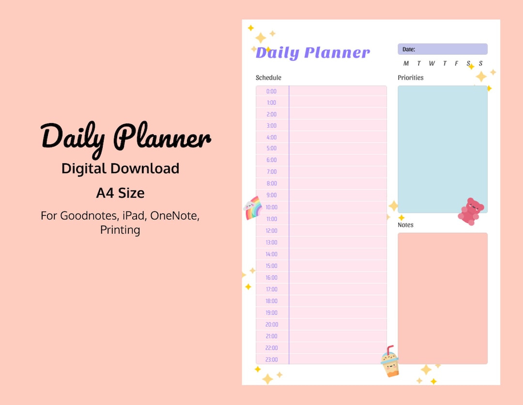 Daily Planner and Schedule Digital Template - Daily Tracker/ Printable ...