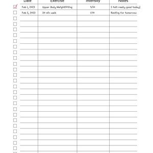 Daily Movement Exercise Workout Tracker Digital Download / Printable ...