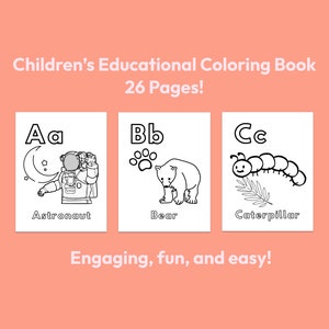Printable Children's Educational Coloring Book Digital Download ...