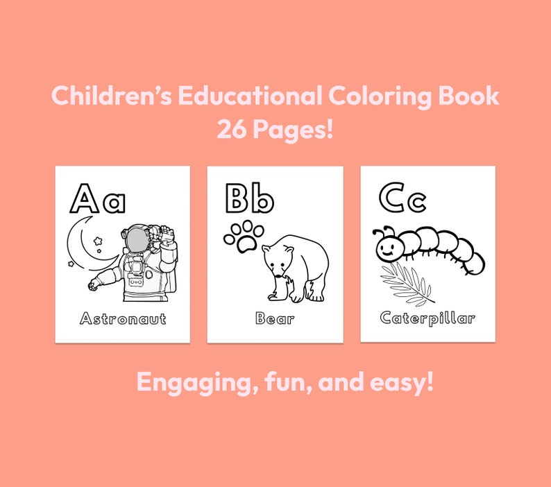 Printable Children's Educational Coloring Book Digital Download ...