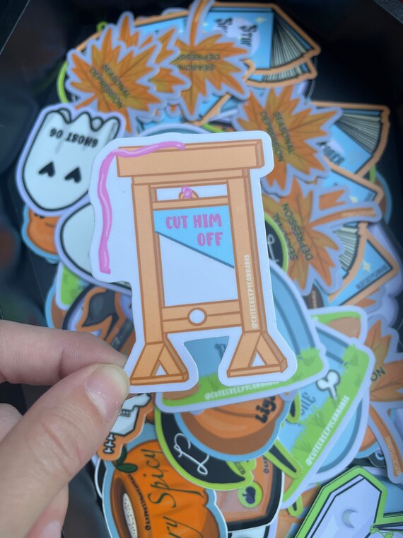 Cute Guillotine Sticker Cute Him off Funny Waterproof - Etsy