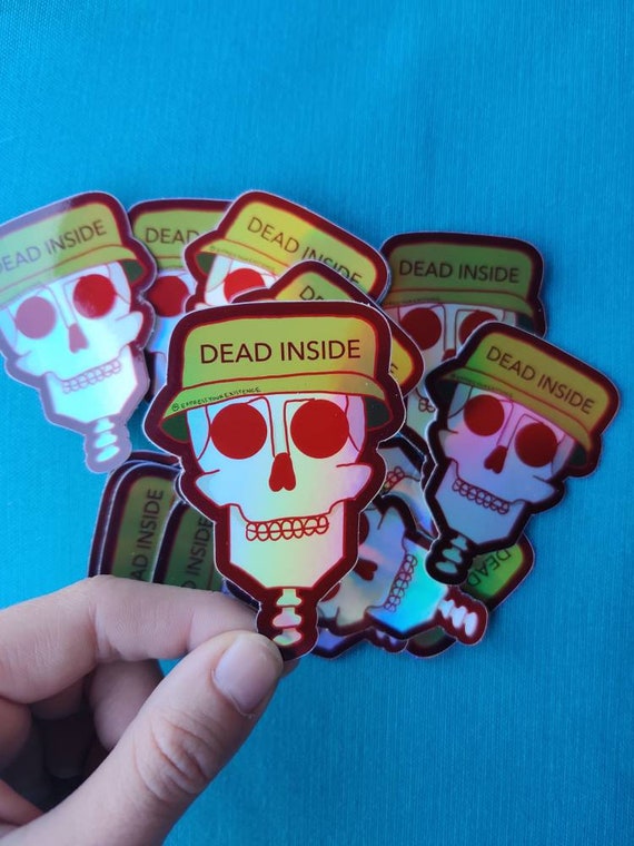 Holographic Dead Inside Skull Waterproof/vinyl Sticker - Etsy