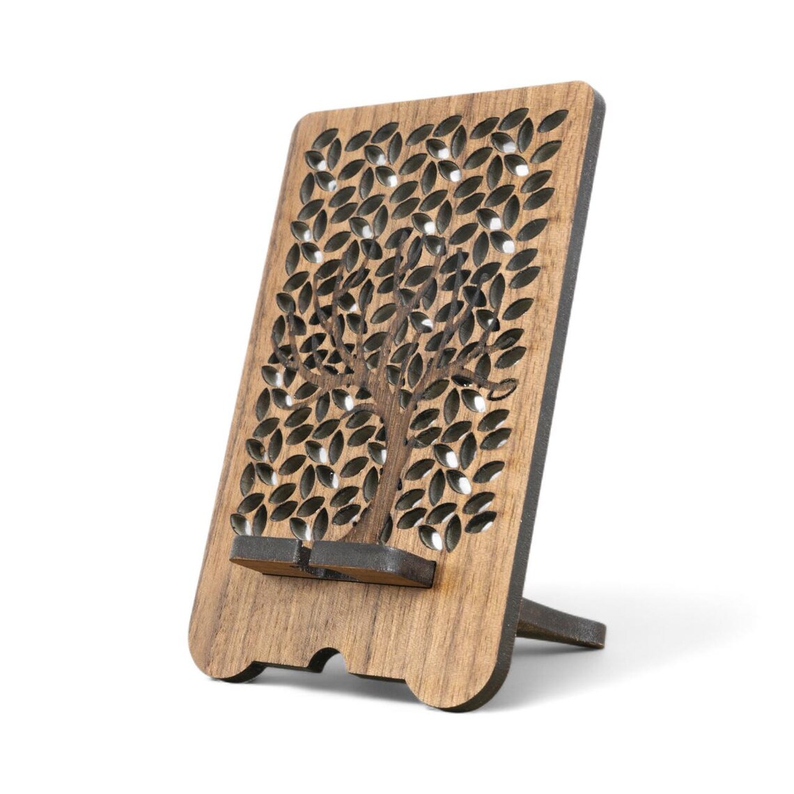 Engraved Wooden Phone Stand | Walnut & Maple, Personalized Gift - Etsy