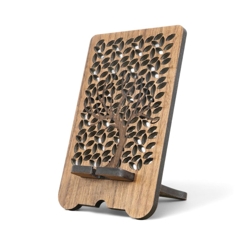 Engraved Wooden Phone Stand | Walnut & Maple, Personalized Gift - Etsy