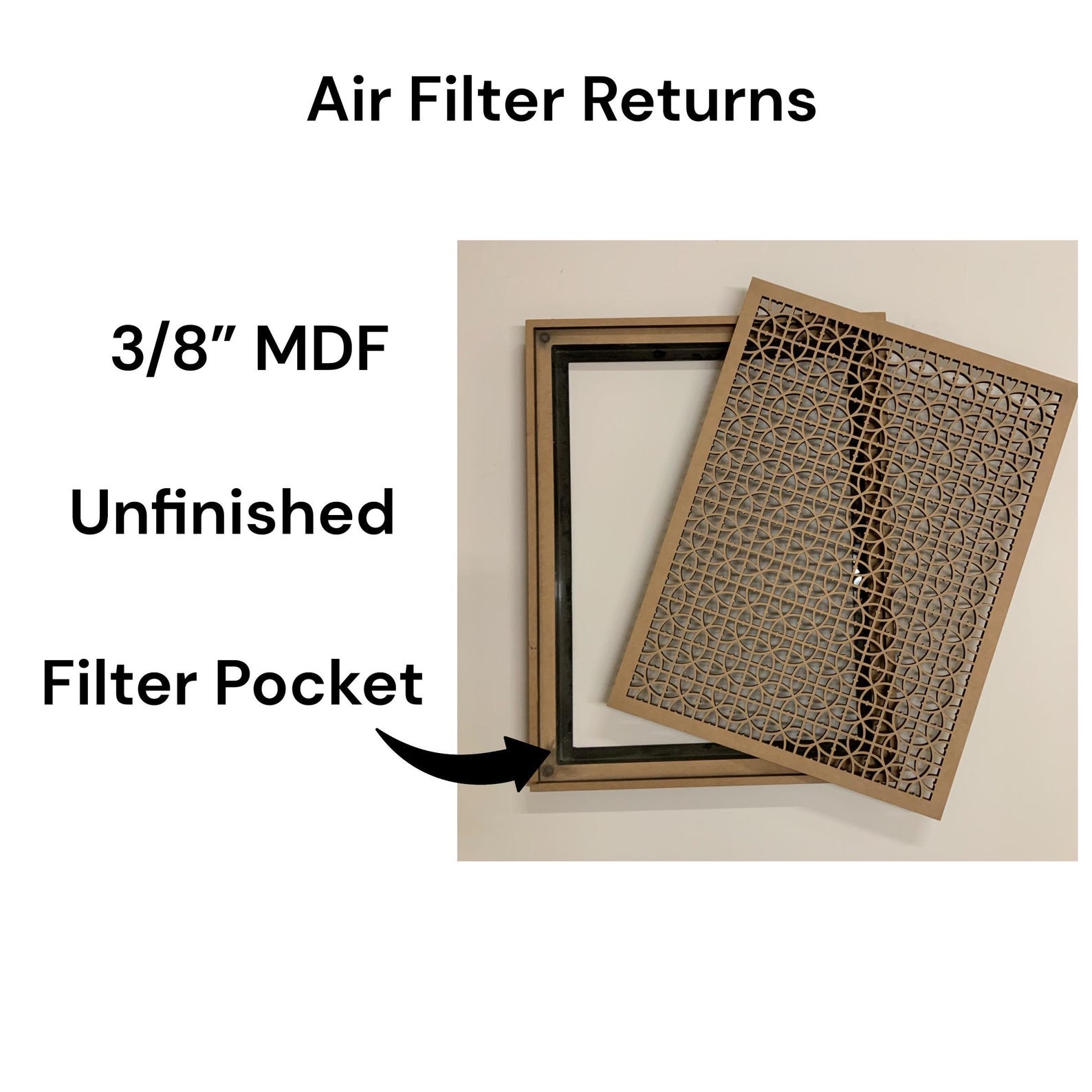 Custom Air Filter Return Cover: Unfinished MDF, Magnetic Door and Frame ...
