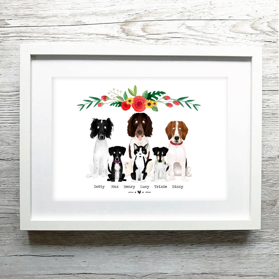 Personalised Pet Portrait, Custom Pet Portrait, Framed Dog Portrait ...
