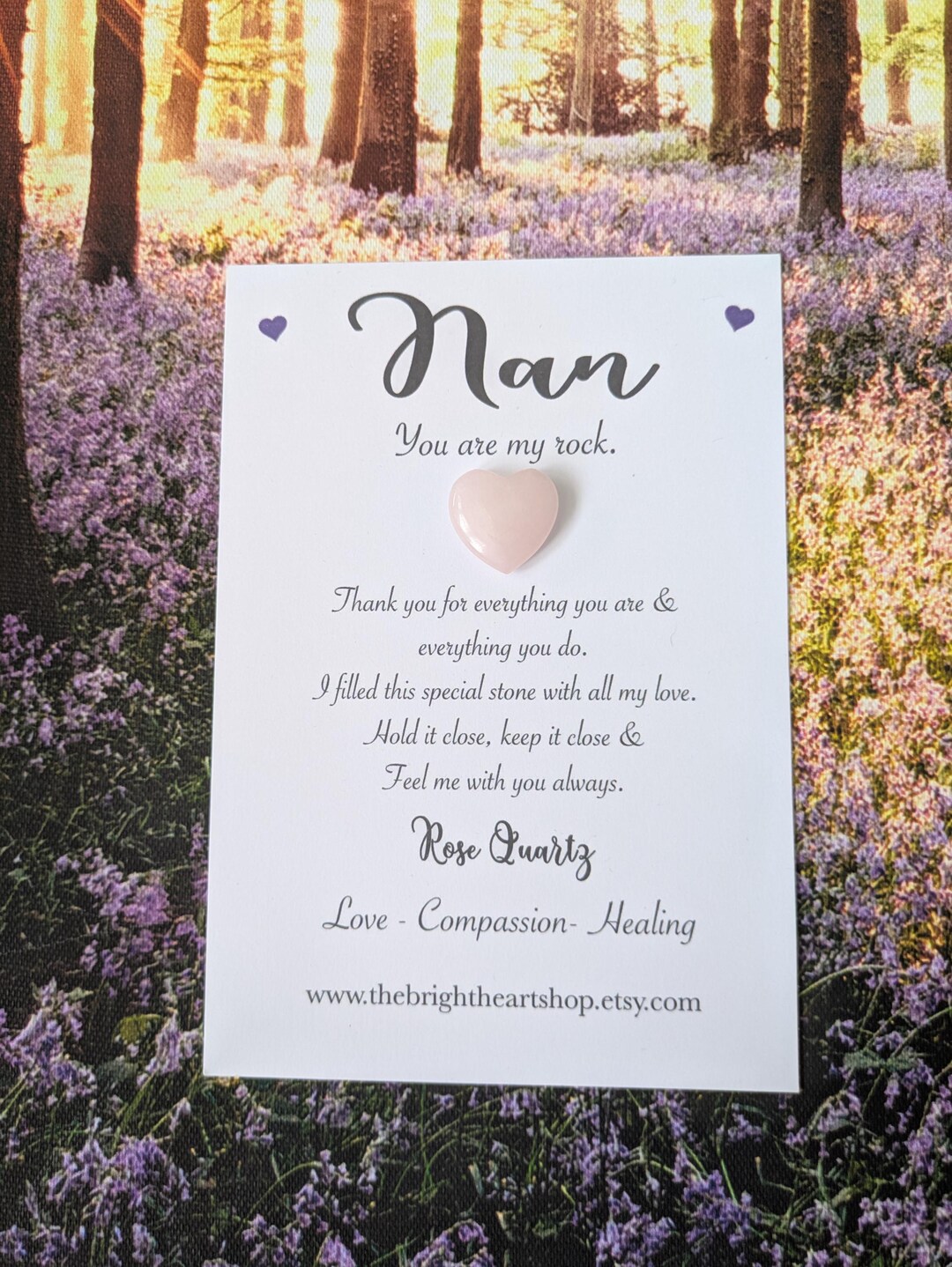 Nan ' Rose Quartz Pocket Hug Stone .mother's Day Gift . Nan You Arey ...