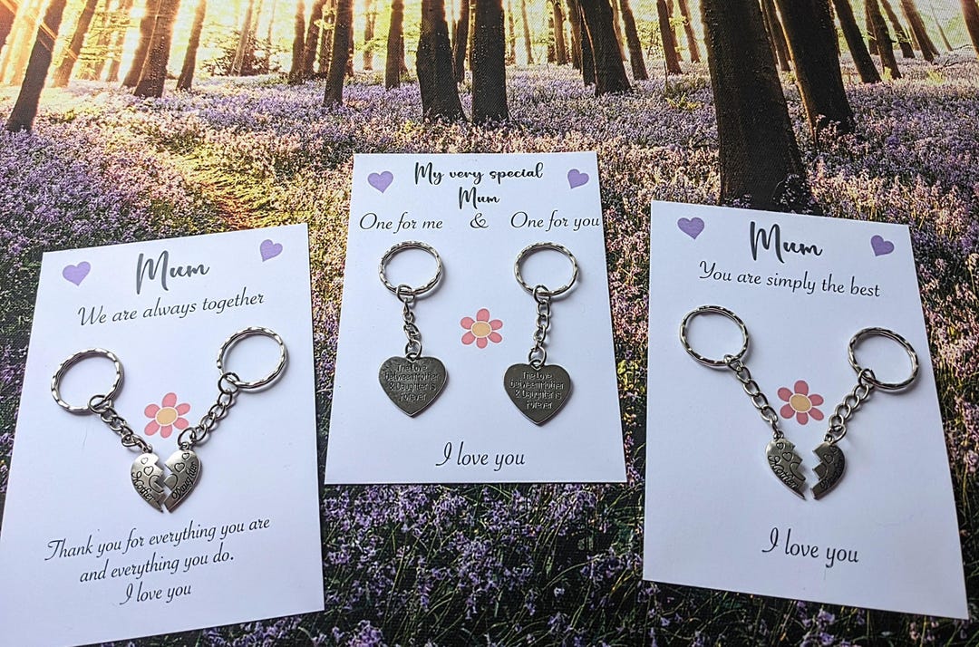 Mum and Daughter Heart Keyrings – Mother's Day Gift - Etsy