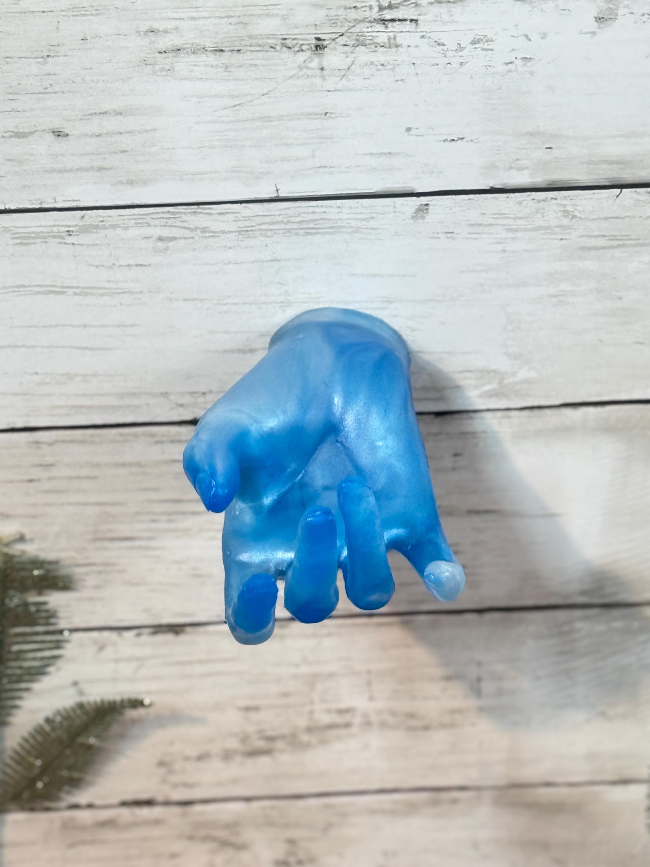 Female Hand Hook, Grabbing, Blue White, Resin Molded, Wall Mounted ...