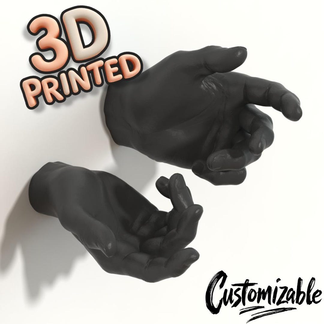 Wall Hook, Realistic Male Hand, Thinking, Choose Your Color, 3D Printed ...