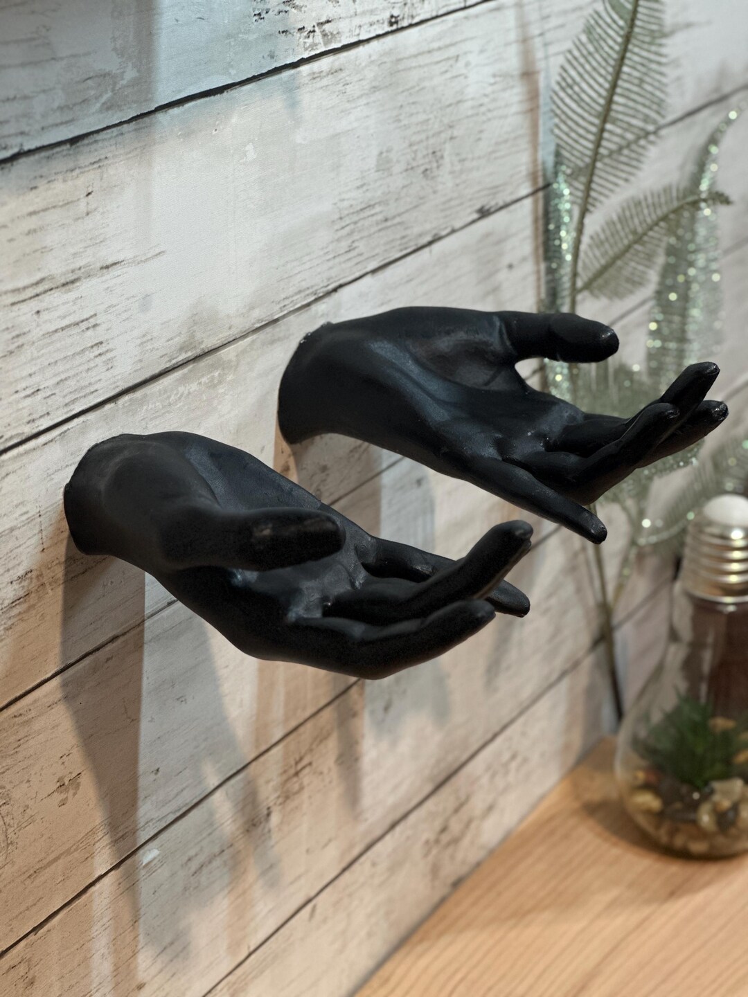 Female Hand Hook, Pair, Relaxed, Matte Black, Resin Molded, Wall ...