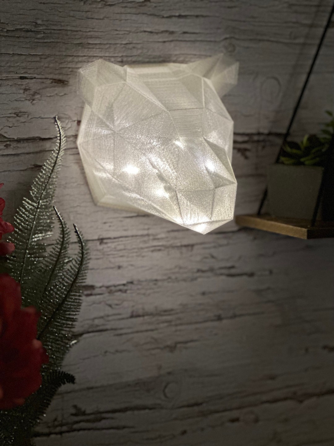 Tiger Head Nightlight, With LED String Light, Wall Mounted, Home Decor ...