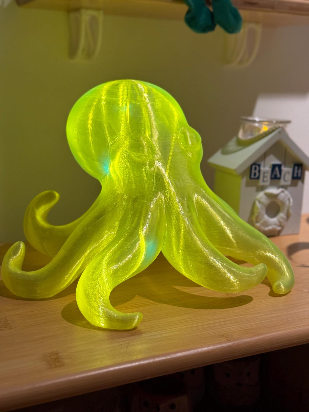 Octopus Fairy Light, Yellow, Magical Animal Statue Lamp, Home Decor ...
