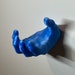Wall Mounted Hand Hook, Grabbing, Male Gesture, Silk Blue, Matte Finish ...
