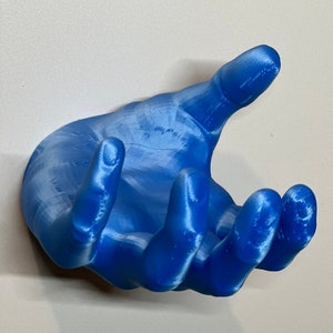 Wall Mounted Hand Hook, Grabbing, Male Gesture, Silk Blue, Matte Finish ...