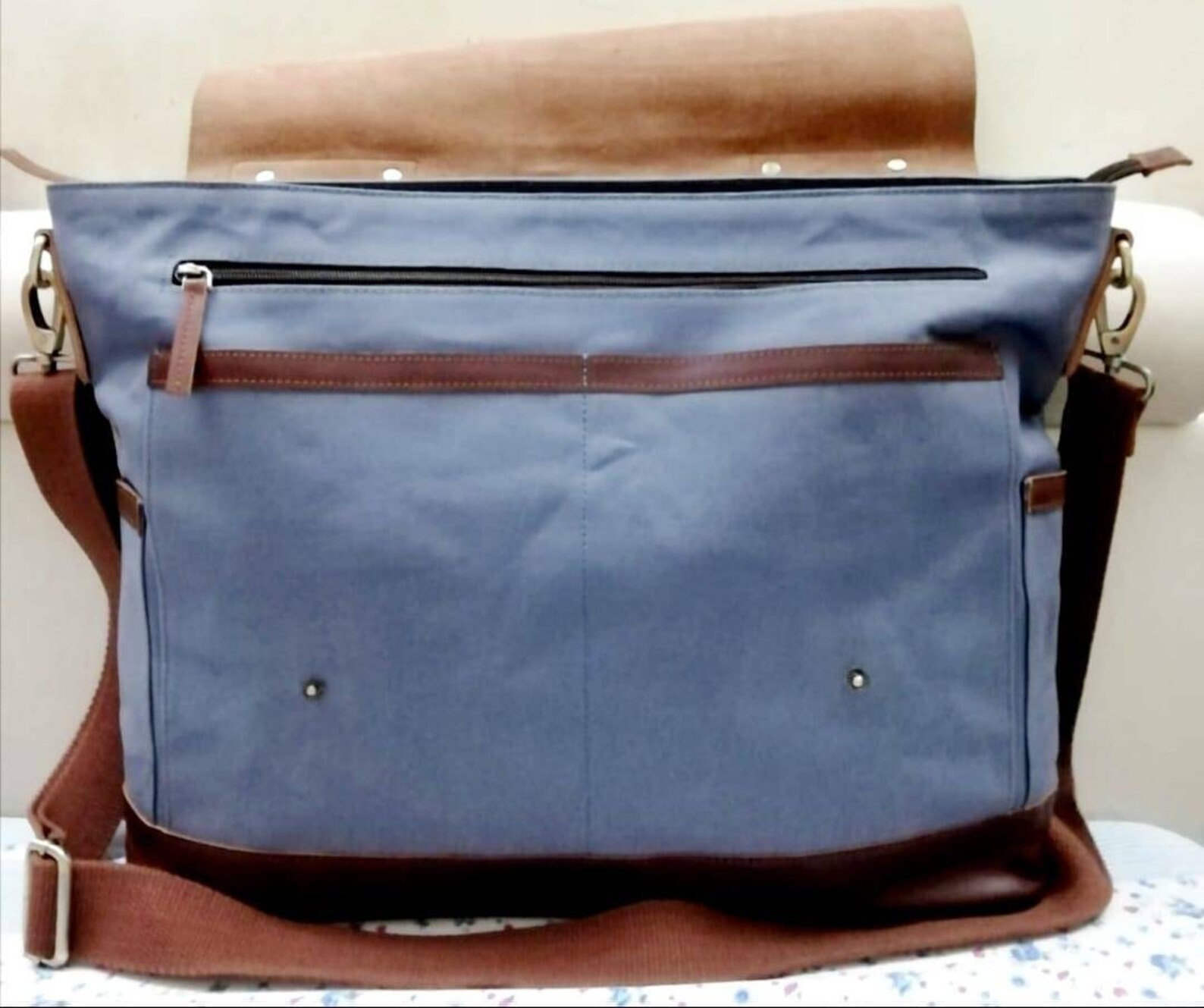 Waxed Canvas Messenger Bag| Leather Laptop Bag | Handbag for Women ...