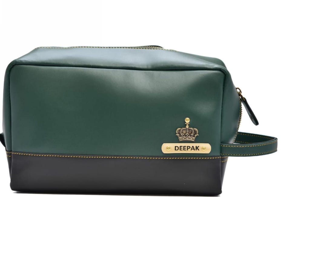 Personalized Faux Leather Dopp Kit, Engraved Travel Toiletry Bag - Etsy