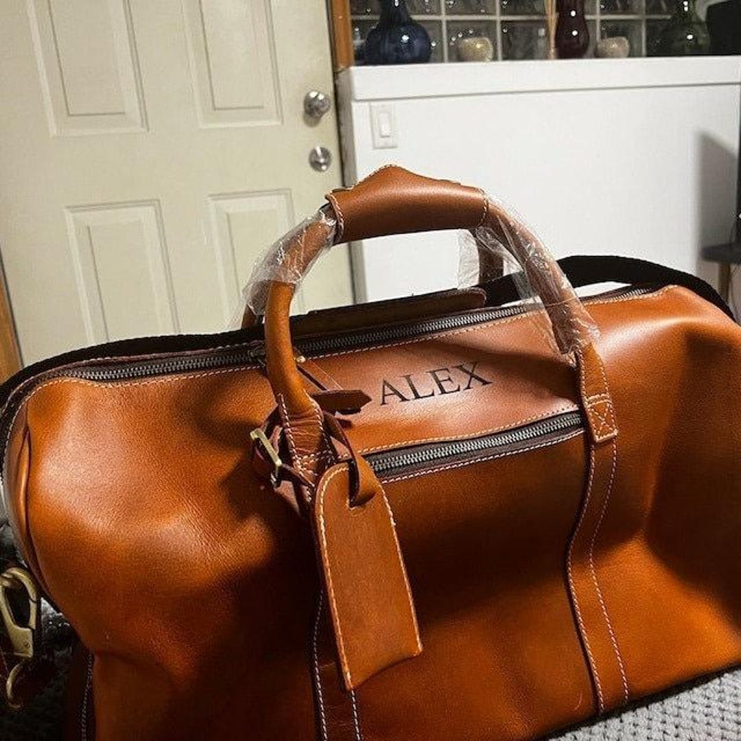 Personalized Mens Travel Bag, Full Grain Leather Duffel Bag ...